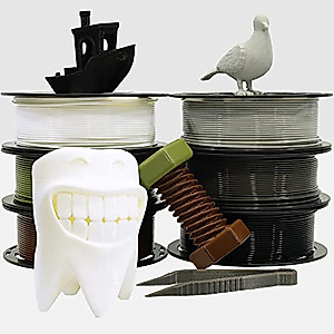 OEM MIKA3D 1.75mm 3D Printer PLA Filament 6 in 1 Bundle: Black, White, Light Grey, Dark Grey, Brown, Army Green; 6 Neutral Colors Packed, Each 250g, 6 Spools Packed, Total 1.5Kg 3D Printing PLA