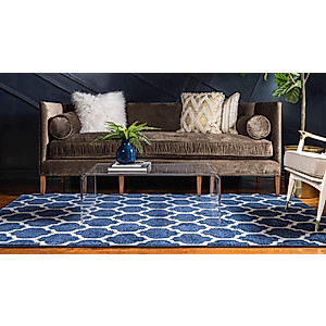 Unique Loom Trellis Collection Area Rug - Philadelphia (8' x 11' Rectangle Dark Blue/Navy Blue)