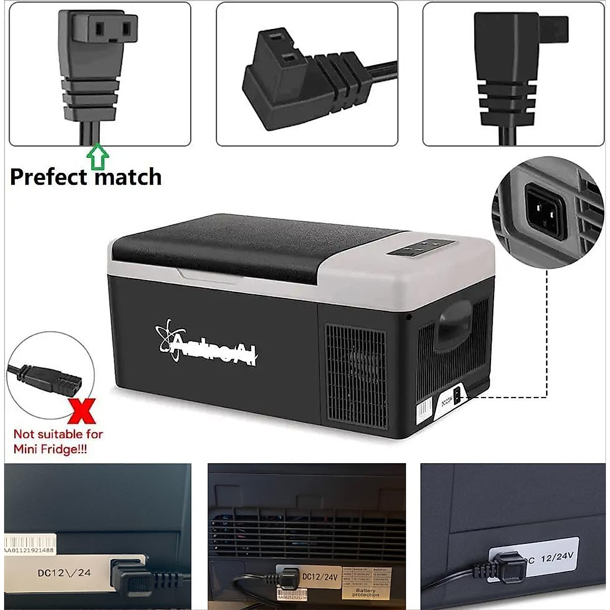 MJPOWER 12V/24V Car Fridge Car Charger Cable for ARB F40C4TMP AstroAI JOYTUTUS Alpicool ICECO Setpower Rockpals Aspenora Cigarette Lighter Plug Car Refrigerator Freezer Cooler Power Cord