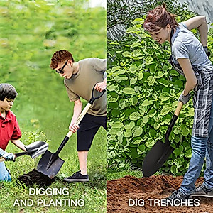 KOLEIYA Shovel,Shovels for Digging,Garden Spade,Shovels for Gardening,Round Shovel Digging,D Handel,41Inches,Matel+Wood