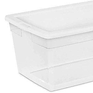 Sterilite 90 Quart Multipurpose Storage Box Container with Visible Base and White Secure Lid for Home Organization, Clear (12 Pack)