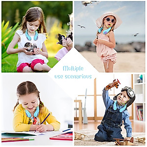 BOHOFAM Portable Kids Neck Fan, Neck Fan For Kids Rechargeable, Bladeless Cooling Children Fan,3 Speeds Mute Fan Adjustable Operated Presonal Fan For Playing,travel Theme Parks.(Blue)…