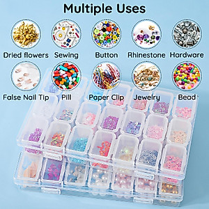 COSICS 21-Grid Rhinestone Case Organizer, 2 Pack Empty Plastic Nail Tips Storage Box with Compartment, Beads Organizer for Jewelry Accessories, False Nails, Gem Stones, Tackles