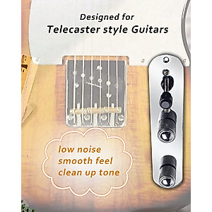 LAMSAM Fully Loaded Guitar Control Plate, Prewired 3-way Blade Switch Large Potentiometers Orange Capacitor, Knurled Volume Tone Controls Knobs Fit for Guitars with Single Coil Pickups, Chrome