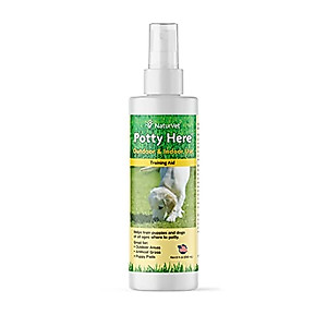 NaturVet – Potty Here Training Aid Spray | Attractive Scent Helps Train Puppies & Dogs Where to Potty | Formulated for Indoor & Outdoor Use | 8 oz