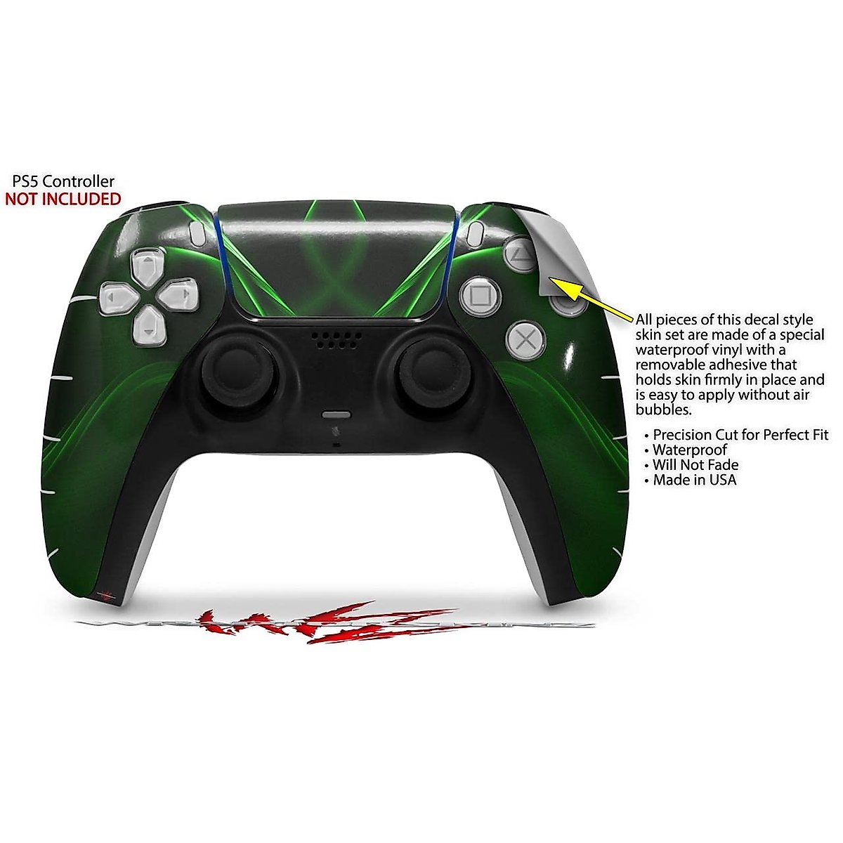 WraptorSkinz Skin Wrap compatible with Sony PS5 DualSense Controller Abstract 01 Green (CONTROLLER NOT INCLUDED)