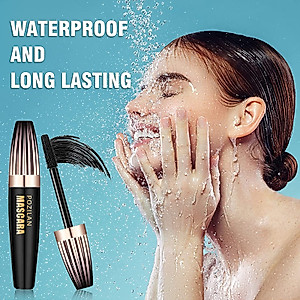 Waterproof Mascara Black with Eyelash Comb Set, Natural Mascara Black Volume and Length for Makeup - Lengthening, Volumizing, Long-Lasting