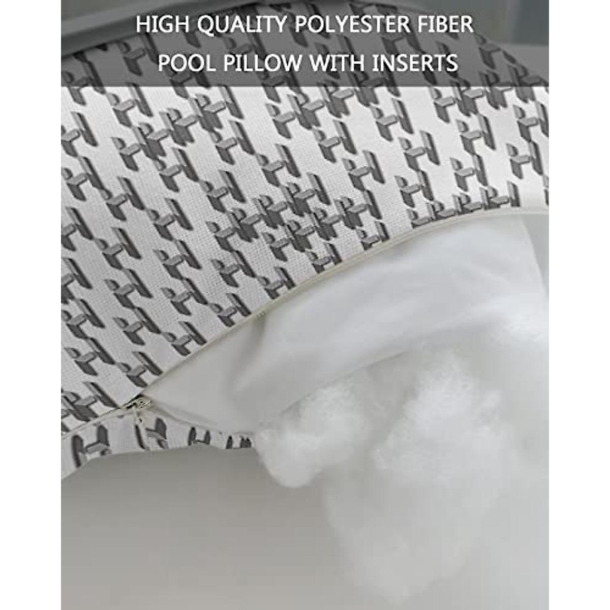 Recliner Head Pillow Ledge Loungers Chair Pillows with Insert Letter H Geometric Pixel Style Modern Lumbar Pillow with Adjustable Strap Outside Patio Decorative Garden Cushion for Bench Couch, 2 PCS