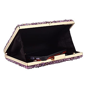 Elegant Sparkling Glitter Evening Clutch Bags Bling Evening Handbag Purses For Wedding Prom Bride (Purple) One Size