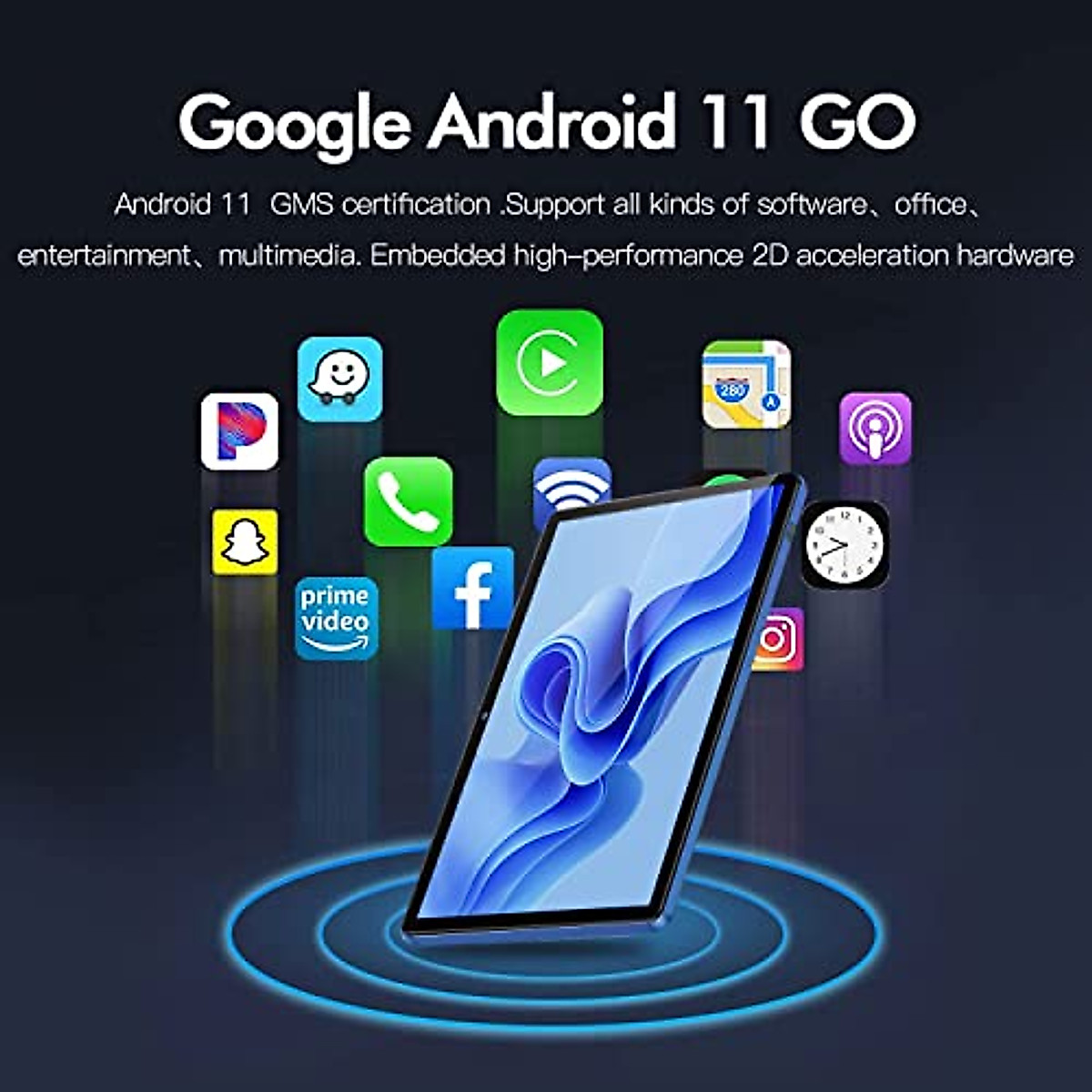 DUODUOGO Tablet 2 in 1, 10.1 inch Android Tablet, 8GB RAM +64GB ROM(1TB Expand), GMS Certificated Wi-Fi Tablets, Octa-Core Processor, Games, Bluetooth, 1920x1200 IPS HD Display, DGO-S9 (Blue)