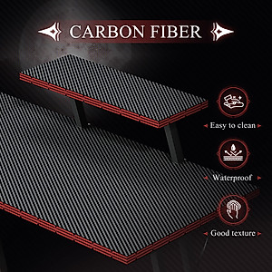 Shahoo L Shaped Gaming Desk, 51 Inch Computer Corner Table with Large Monitor Stand & Carbon Fiber Surface for Home Office Study Writing Workstation, Black