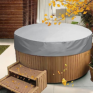 skyfiree Round Hot Tub Cover Swimming Pool Dust Cover Waterproof Outdoor Spa Covers for Bathtub/Salu/Bubble Message Spa,79&quot; Dx12 H,Gray