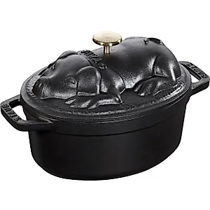 STAUB 40500-171-0 Cocotte pig casserole dish in black cast iron 17 cm,25.5 x 23.5 x 11 cm