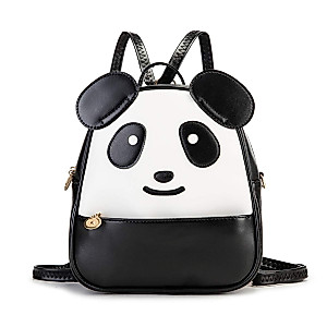 Girls Mini Backpack Toddler 3D Animal Casual Daypack PU Leather Preschool Convertible Shoulder Bag Gift for Kids (Black-01)