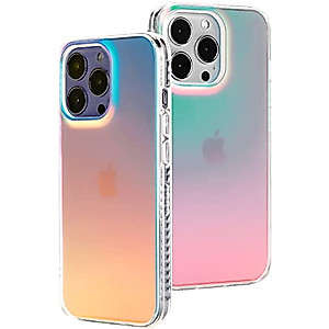 LONLI Hue - for iPhone 14 Pro Max - Fluorescent Coloful Iridescent Translucent Matte Phone Case - Cute and Unique for Women, Girls and Men