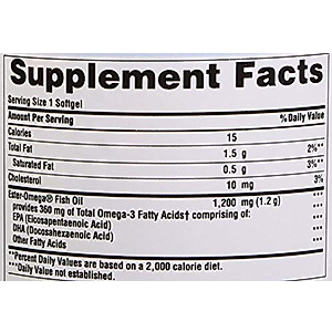 Omega-3 Fish Oil 1200mg, 200 softgels by Puritan's Pride (13328)