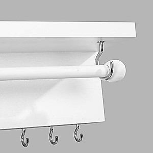 ROSE BLOOM Jewelry Organizer Wall Mounted, Wood Hanging Jewelry Organizer Holder with Removable Bracelet Rod and 42 Hooks for Hanging Rings, Earrings, Necklace Display, Set of 2, White