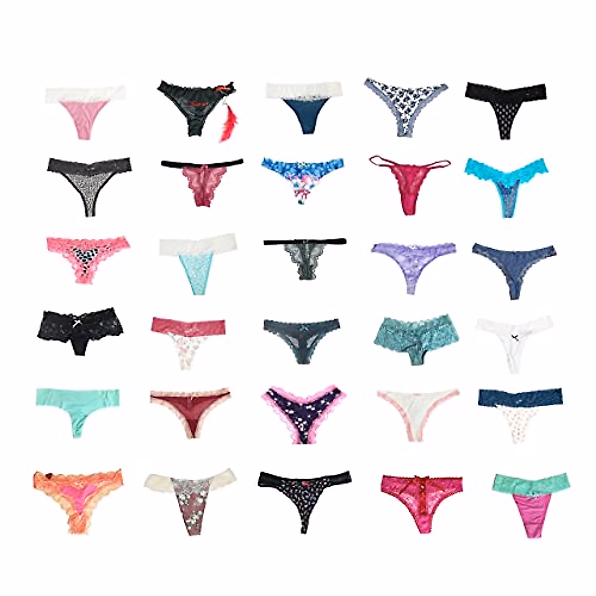 jooniyaa Women Variety of Underwear Pack T-Back Thong G-String Panties（20pcs,M）