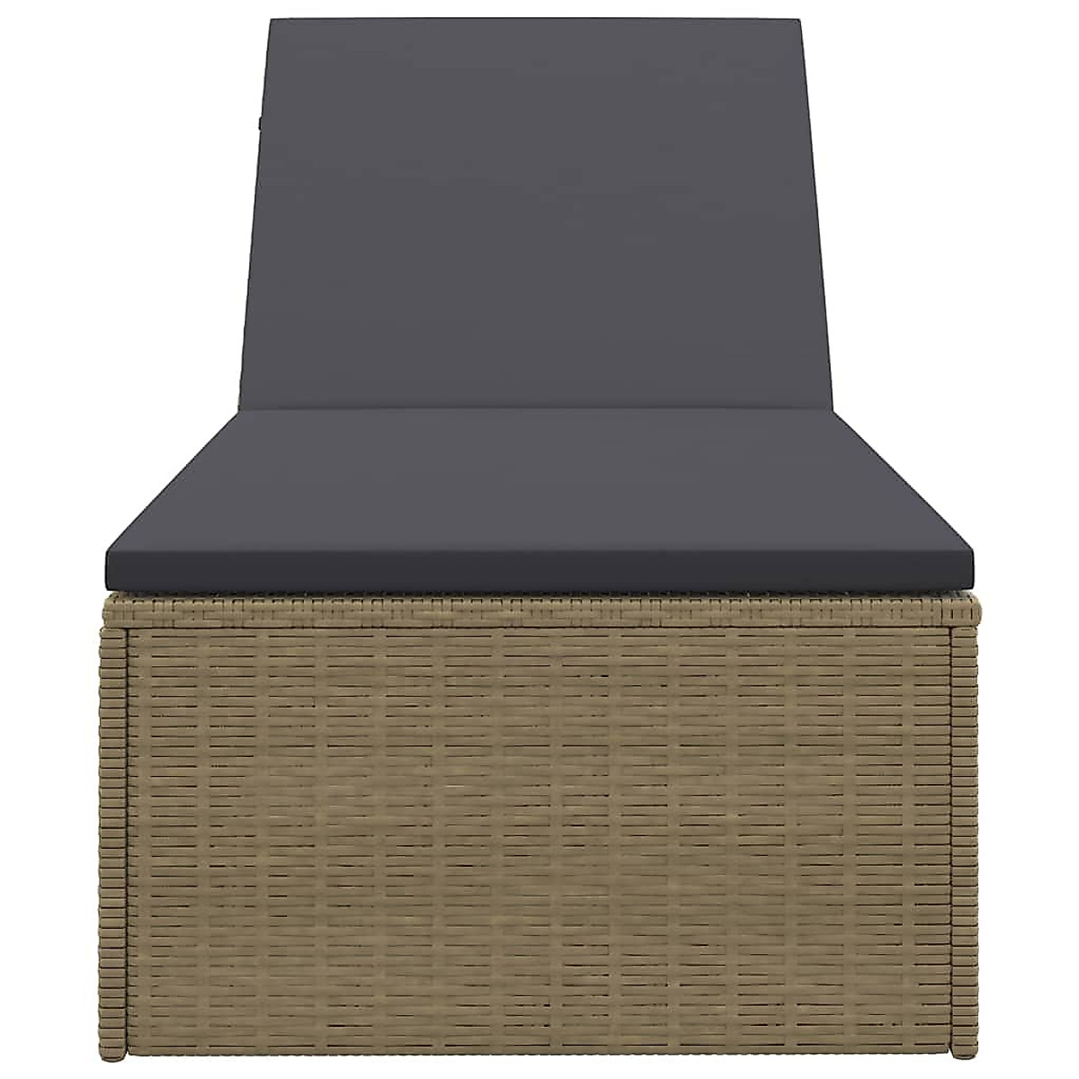 vidaXL Outdoor Sunlounger - Brown and Dark Gray Poly Rattan Sunbed - Robust and Weather-Resistant, Perfect for Patio, Poolside or Garden - Includes Removable and Washable Cushion
