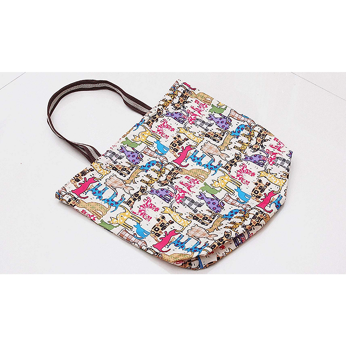 couragejoy Reusable Shopping Bags Foldable Washable Waterproof Large Grocery Bags Heavy Duty Long Handles With Zipper Attached Pouch Sturdy Daily Bags For Working Traveling(cat patern)