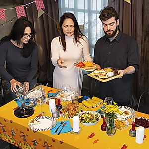 Avezano 3 pcs Fall Tablecloth Autumn Tablecloth Disposable Thanksgiving Plastic Tablecloths Scarecrow Pumpkin Maple Leaf Fall Tablecloths for Rectangle Tables, 108x54 Inch