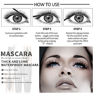 4 Pack 4D Silk Fiber Lash Mascara Extension Voluminous Fiber Mascara Waterproof & Smudge-Proof Mascara Long-Lasting No Flaking Natural No Clumping,All Day Exquisitely Full