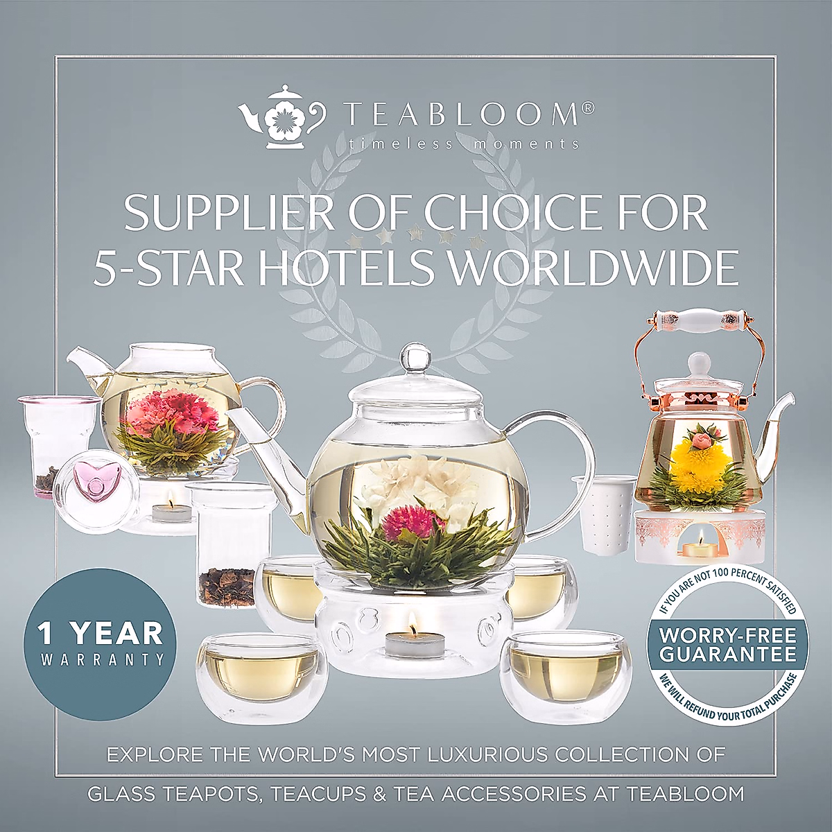 Teabloom Travel Tea Infusing Cup – Insulated Borosilicate Glass Bottle with Magnetic Controlled Infuser and Flip Lid for Hot Tea, Cold-brew Coffee, Fruit Water – The Innovator Tumbler (15oz/450ml)