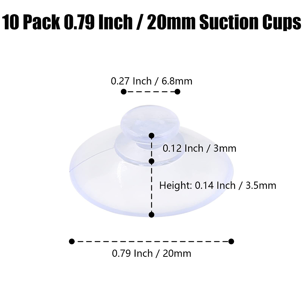Qjaiune 10 Pack Glass Table Suction Cups 20mm Rubber Suction Cup Hangers without Hooks, Anti-Collision Suction Cups Transparent Suckers, Clear Plastic Suction Cups Desk Suction Pads for Furniture