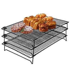 Upgraded Stackable Cooling Rack for Baking,3 Tier Jerky Rack Cooling Racks for Cooking and Baking,Cookie Cooling Rack Baking Racks,Drying Racks,Oven Safe,17”x 11”