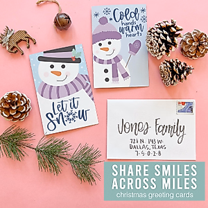 Hadley Designs 24 Christmas Cards with Envelopes - Blank Holiday Cards with Envelopes for Family, Friends & Business, Made in the USA (Snowman)