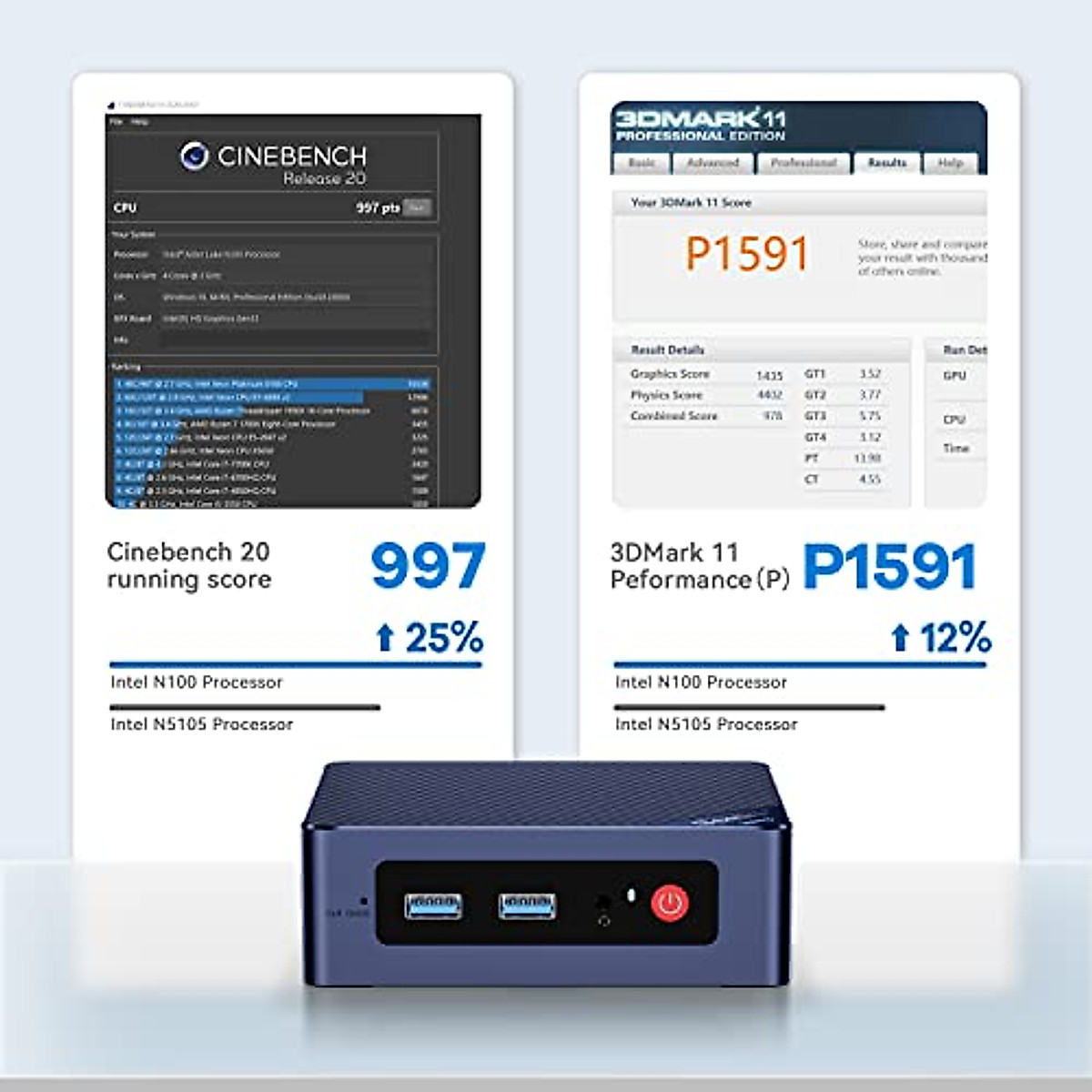 Beelink Mini PC,12th Intel Alder Lake-N100 up to 3.4 GHz, 16GB DDR4/500GB PCIE M.2 SSD, Mini Desktop Computer Support 4K@60Hz Dual HDMI, USB3.2, WiFi 6 BT 5.2, Gigabit Ethernet