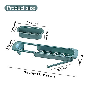 Telescopic Sponge Holder for Kitchen Sink Organizer Telescopic Sink Storage Rack Holder Telescopic Sink Shelf Kitchen Kitchen Sink Drain Basket Telescoping Sink Caddy Adjustable for Home(Green)