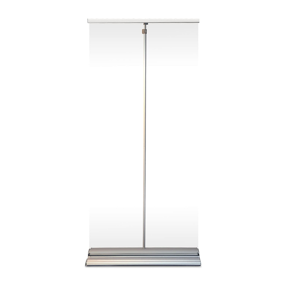 BannerBuzz Floor Standing Sneeze Guard - Full Tarp with Steppy Retractable Stand Isolation Barrier - Clear Film Protective Shield for Cafes, Retail Stores, Cashier, Receptionist (4' x 6.5')