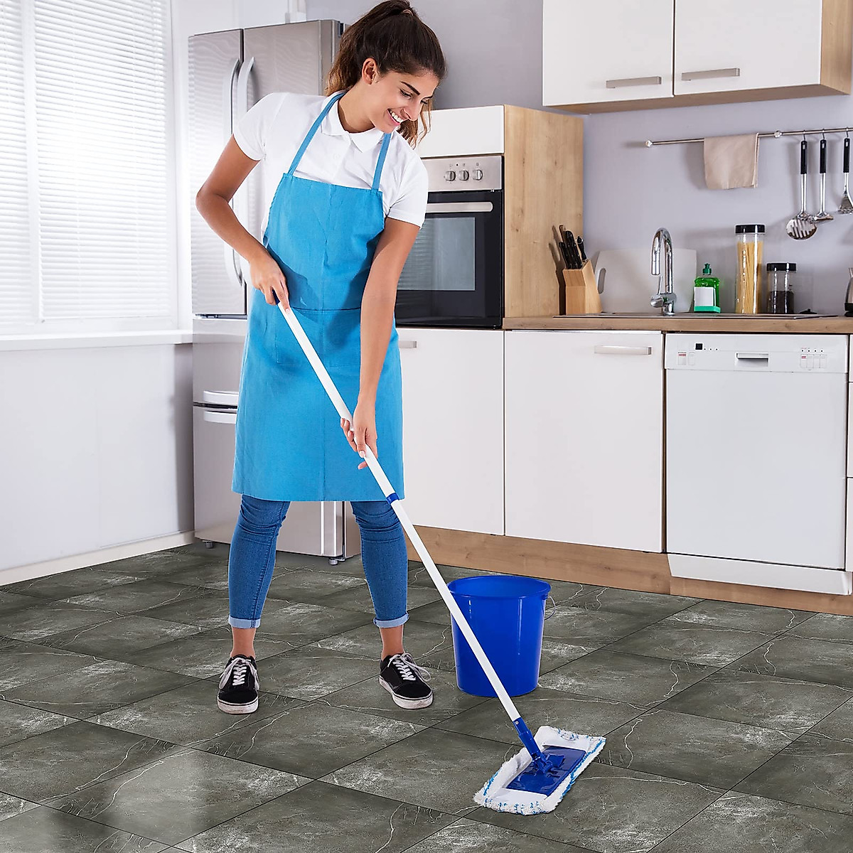 48 Pieces Vinyl Flooring Peel and Stick Floor Tile Stick on Floor Tile Self Adhesive Waterproof Bathroom 12 x 12 Inch for Bathroom Kitchen Bedroom Living Room(Gray Marble)