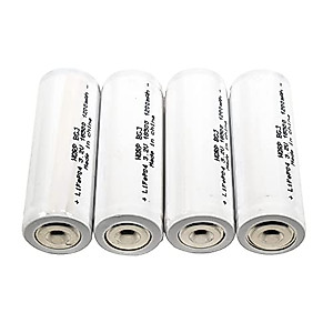 HQRP Battery 4-Pack 1200mAh IFR-18500 18500 3.2v LiFePO4 Compatible with Solar Garden Landscape Patio Light Spotlight Rechargeable with Button Top 54mm