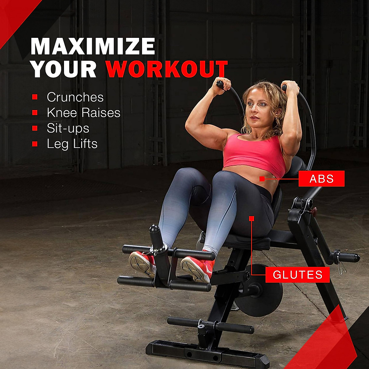 Body-Solid (GAB300B) Semi-Recumbent Ab Bench - Adjustable Core Workout Seat for Home Gym, Multi-Position, Ergonomic Design for Abdominal Muscle Training