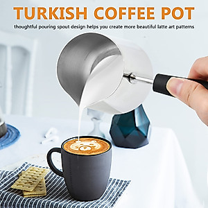 Elesunory Set of 2 Milk Warmer Pot, 11.83oz/30.43oz Turkish Coffee Pot, Stainless Steel Butter Warmer with Pouring Spout, Butter Warmer Pot for Making Coffee, Butter, Milk and Chocolate