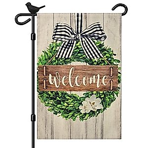 SHARE&CARE Welcome Garden Flag and Spring Garder Flag Decorative of different holidays for Garden and Home Decoration 12 x 18 Inches (Welcome)