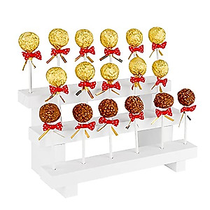 Echaprey Cake pop Lollipop Stand Wood White 3 Tier 17 Hole for Dessert Table of Wedding, Birthday Party, Christmas Day (17 Holes-3 Tier)