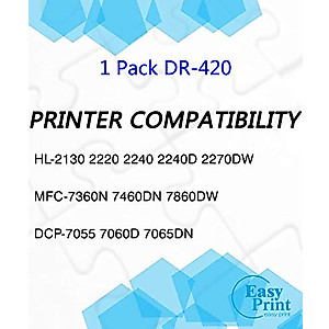 Compatible DR-420 DR420 Drum Unit TN450 TN420 Used for Brother HL-2130 HL-2240D HL-2270DW MFC-7360N MFC-7460DN MFC-7860DW DCP-7055 DCP-7065DN Printer, by EasyPrint