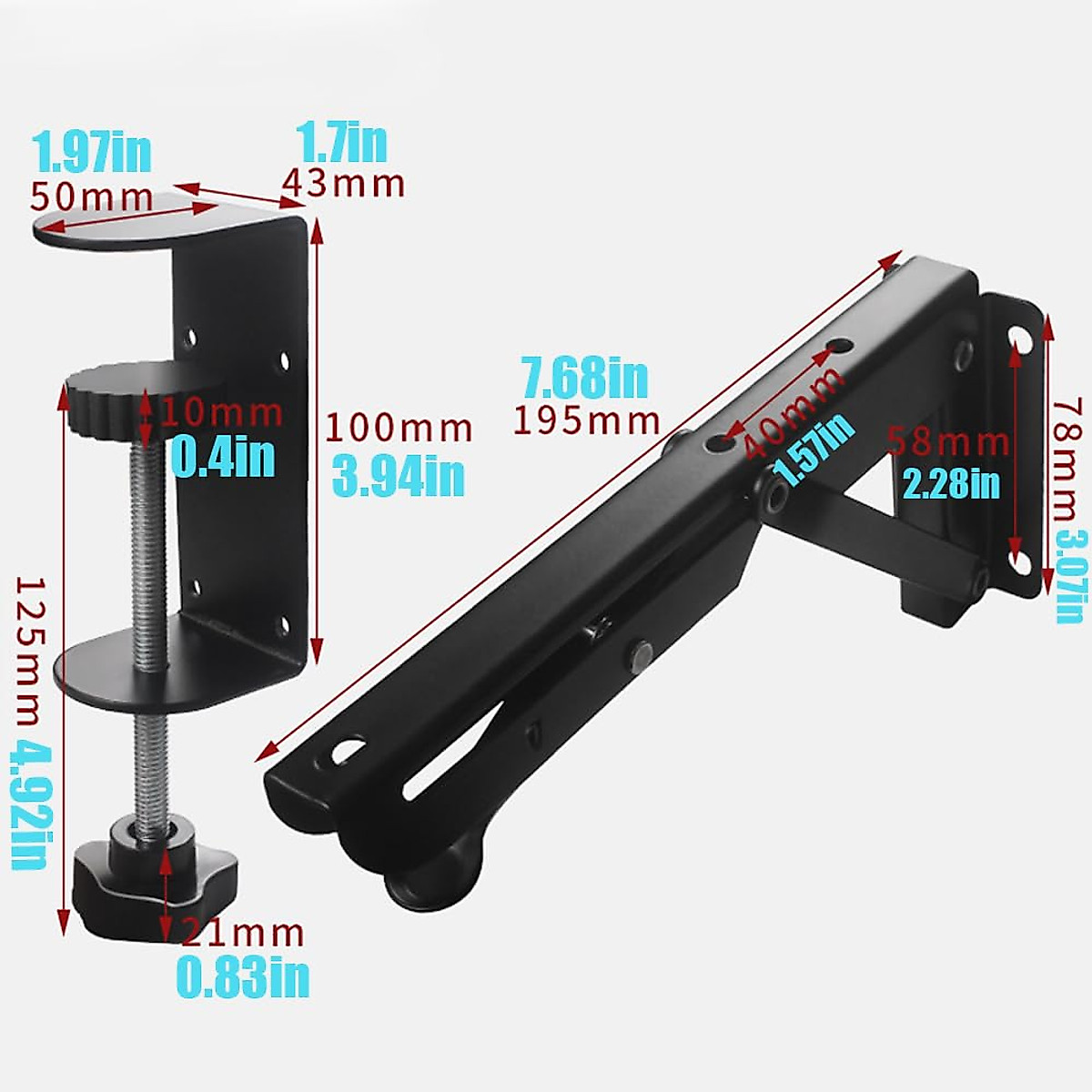 SKYZONAL Desk Keyboard Tray Clamp for DIY Custom Wooden Keyboard Trays Desk Extender Clamp (Tray Not Included) (Fits desks up to 3.15”)