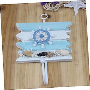 FUNOMOCYA 2Pcs Mediterranean Style Hooks Decorative Wall Hook Nautical Coat Hanger Ocean Decor Key Hanger Hooks Beach Wall Hook Home Decoration Wood Decor Wall Hanger Wall Mount Towel Wooden