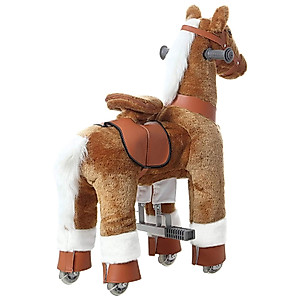 JoJoPooNy Ride on Horse Toy, Kids Ride on Toy for 3-6 Years Old, Premium Riding Horse Plush Animal Toy, Walking Horse Toy with Wheels (27 Inch Height)