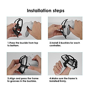 Geekria Anti-Collision Protection Frame Cover Set Compatible with Meta Quest 2 Grip Handle Bumper Guard VR Accessories Virtual Reality Handle Stand Anti Collision Protector