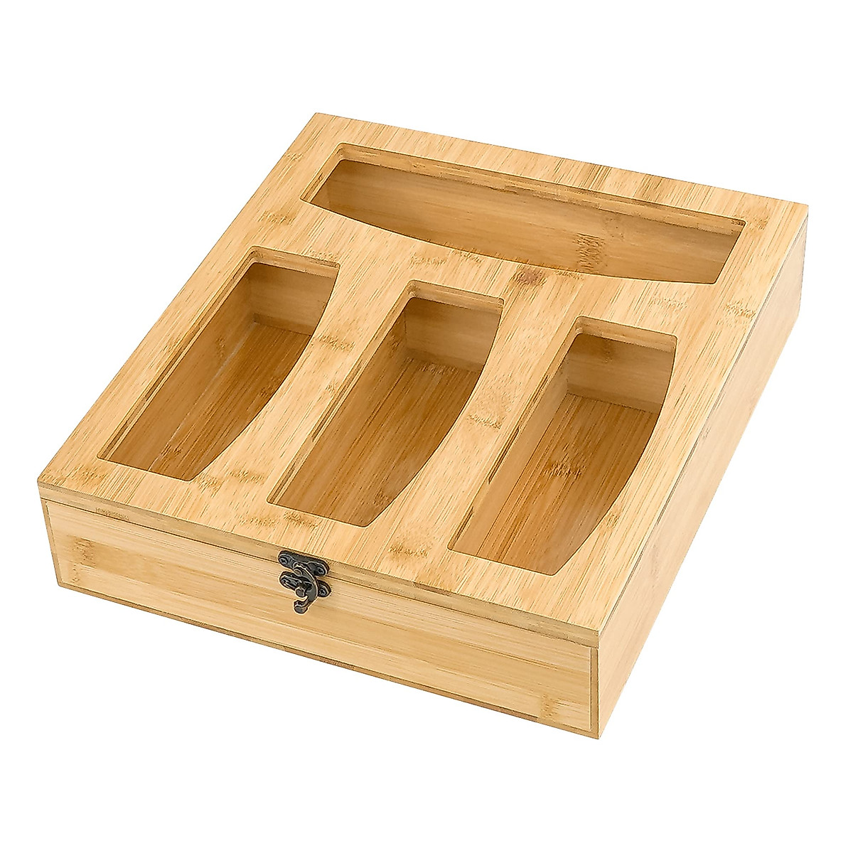 VaeFae Ziplock Bag Storage Organizer- Bamboo Food Bags Container for Kitchen Drawer Compatible for Gallon, Quart, Sandwich, Snack, and Slider Bag