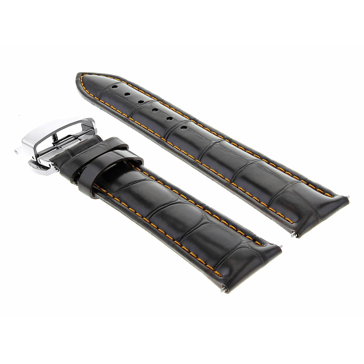 Ewatchparts 19MM LEATHER STRAP BAND DEPLOYMENT CLASP COMPATIBLE WITH IWC PORTUGUESE WATCH DARK BROWN OS