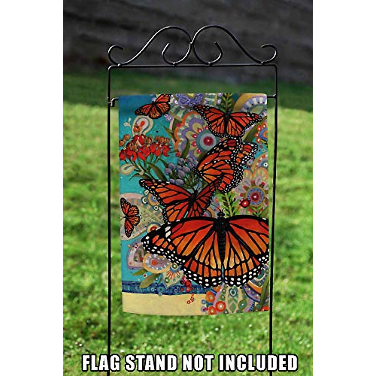 Toland Home Garden 1110777 Monarch Madness Butterfly Flag 12x18 Inch Double Sided Butterfly Garden Flag for Outdoor House Spring Flag Yard Decoration