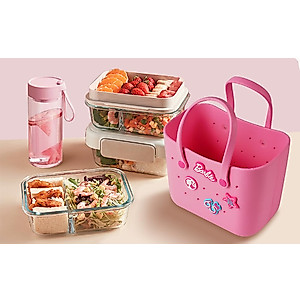 MINISO Barbie Lunch Bag For Women Lunch Tote Bag Cute Crocs Design Durable Lunch Bags For Girls Suitable Size Pink With Handle Cute Bento Bags Barbie Daylight Shiny Series