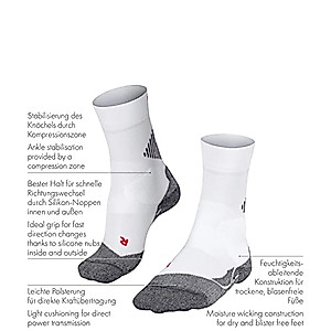 FALKE Unisex 4 GRIP Stabilizing Athletic Socks, Mid Calf, Compression Sock, Light Weight, Breathable Quick Dry, Nylon, White (White 2029), 10.5-11.5, 1 Pair