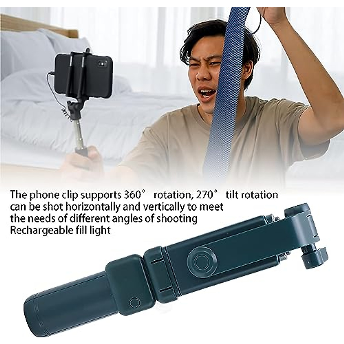 Bewinner Selfie Stick Tripod with Remote, Extendable Selfie Stick Tripod with Fill Light Compatible with Phone 13/13 Pro/12/11/11 Pro and Android Smartphone for Vlog Shooting